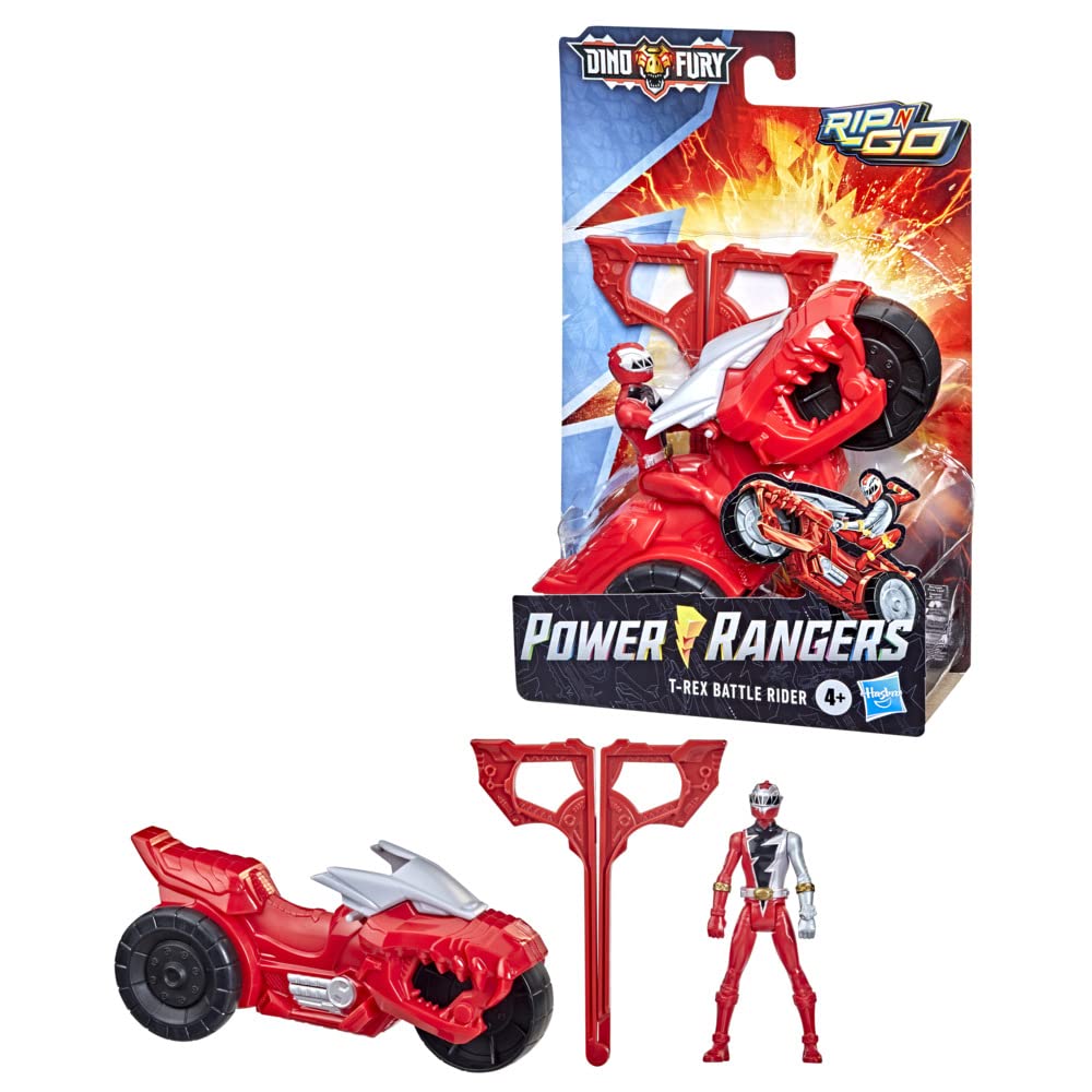 Power Rangers Dino Fury Rip N Go T-Rex Battle Rider and Dino Fury Red ...