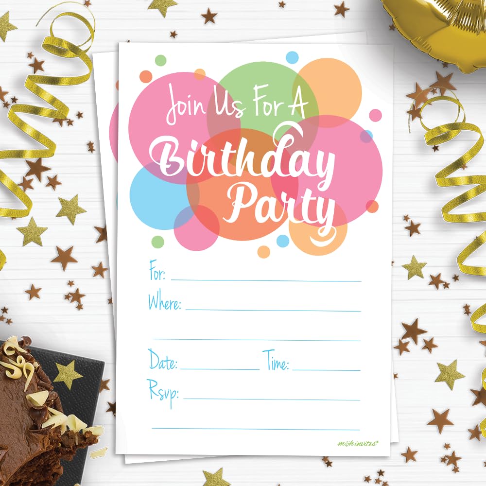 Happy Dot Birthday Party Invitations - Fill In Style (20 Count) With ...