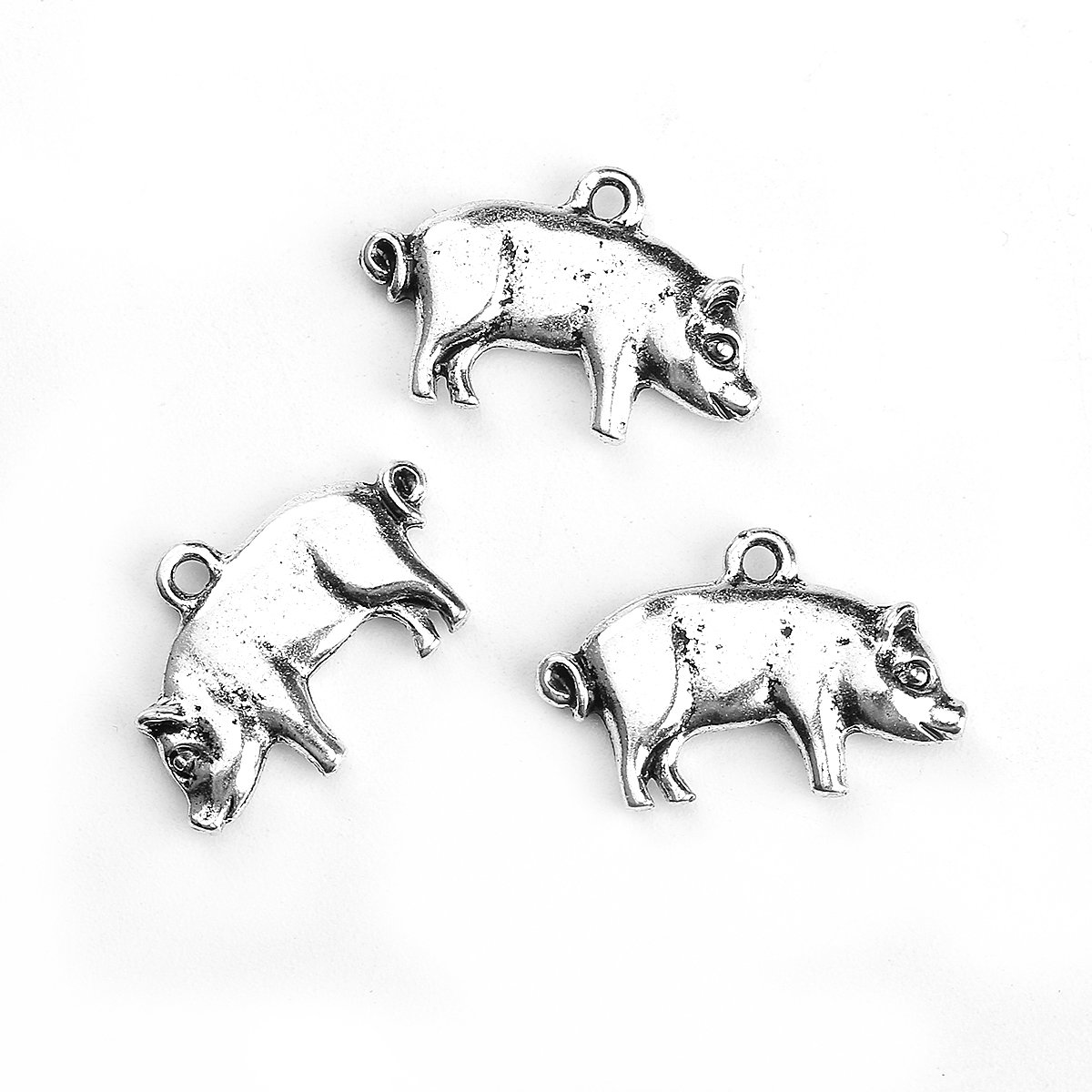 JGFinds Farming Charm Pendants 50 Pack, Silver Tone On the Farm (30 Pig ...
