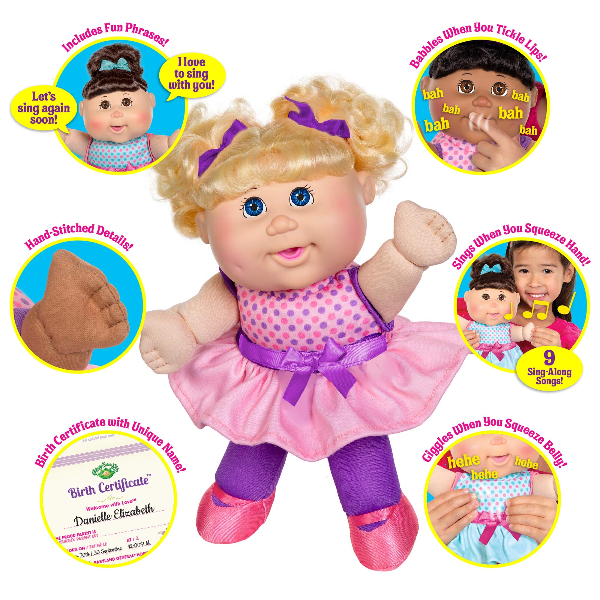 Cabbage Patch Kids Deluxe Babble ‘n Sing Toddler in Pink Fashion, 11 ...