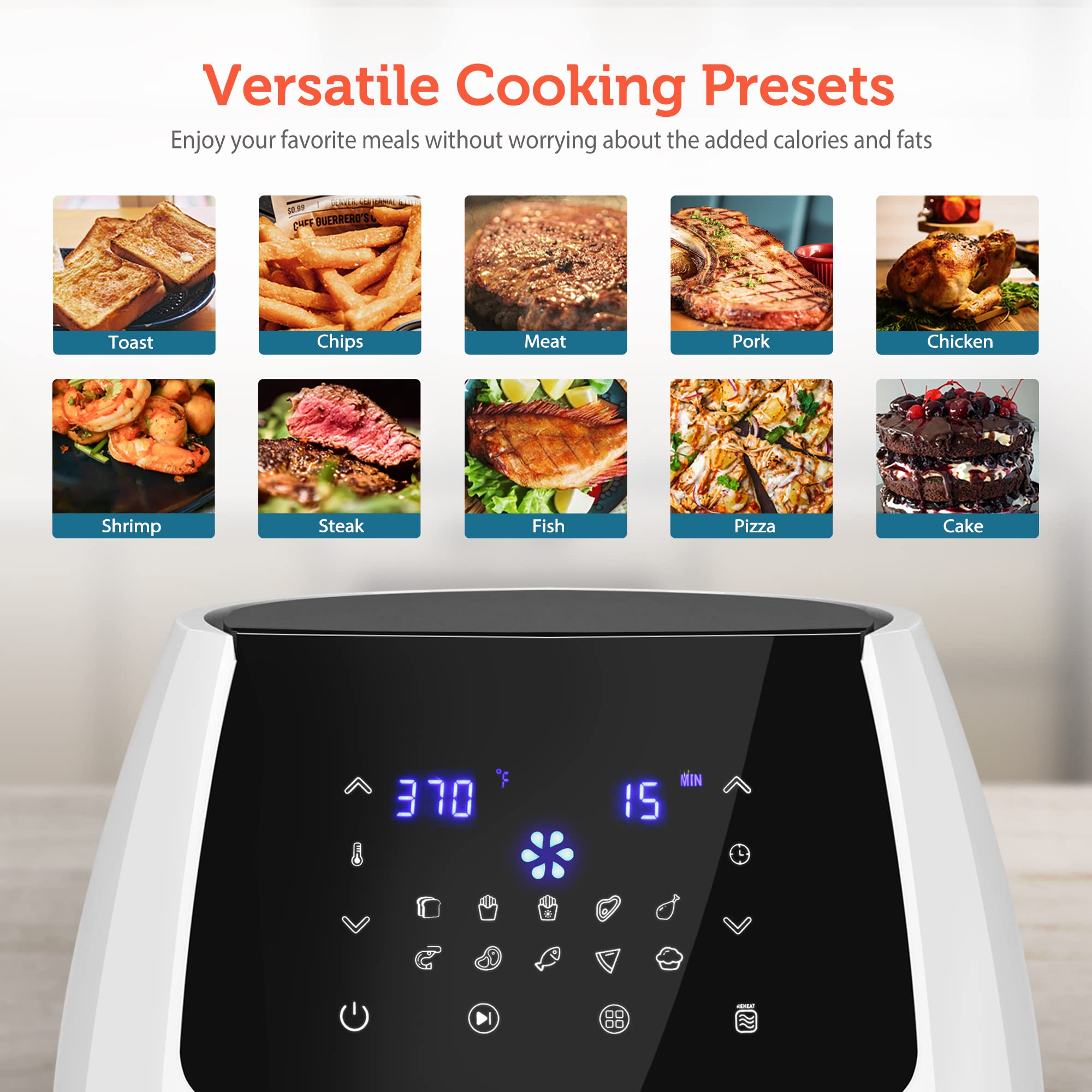 Ultrean 5.8 Quart Air Fryer, Large Family Size Electric Hot Air Fryers ...