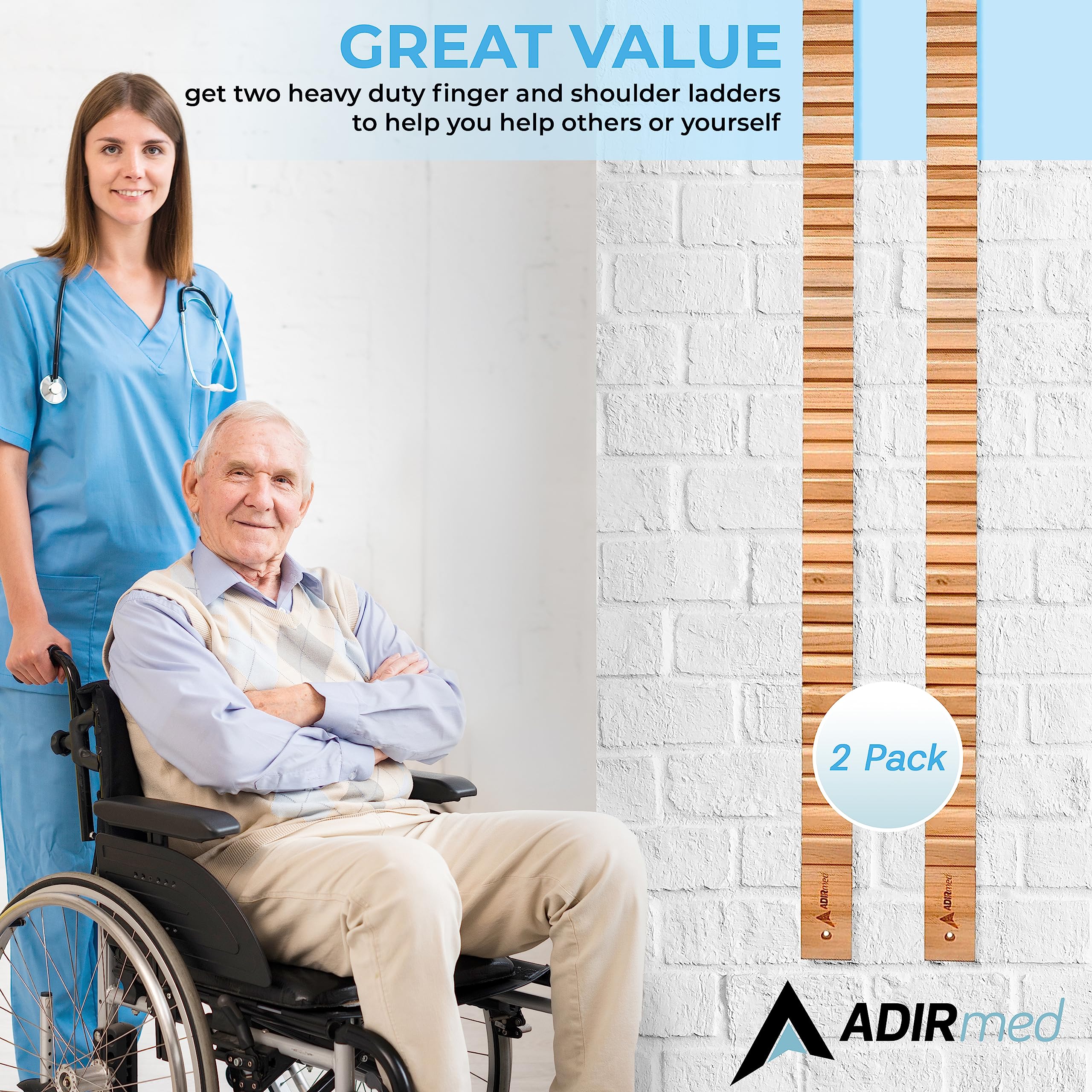 AdirMed 2-Pack Wooden Finger and Shoulder Ladder - Hand Therapy Ladder ...