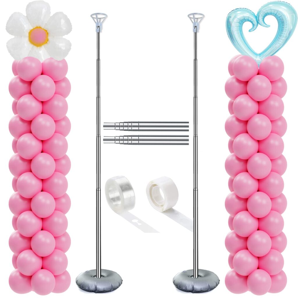 Decojoy 4 Set Balloon Stand Kit, 9 Feet Adjustable Balloon Arch for ...