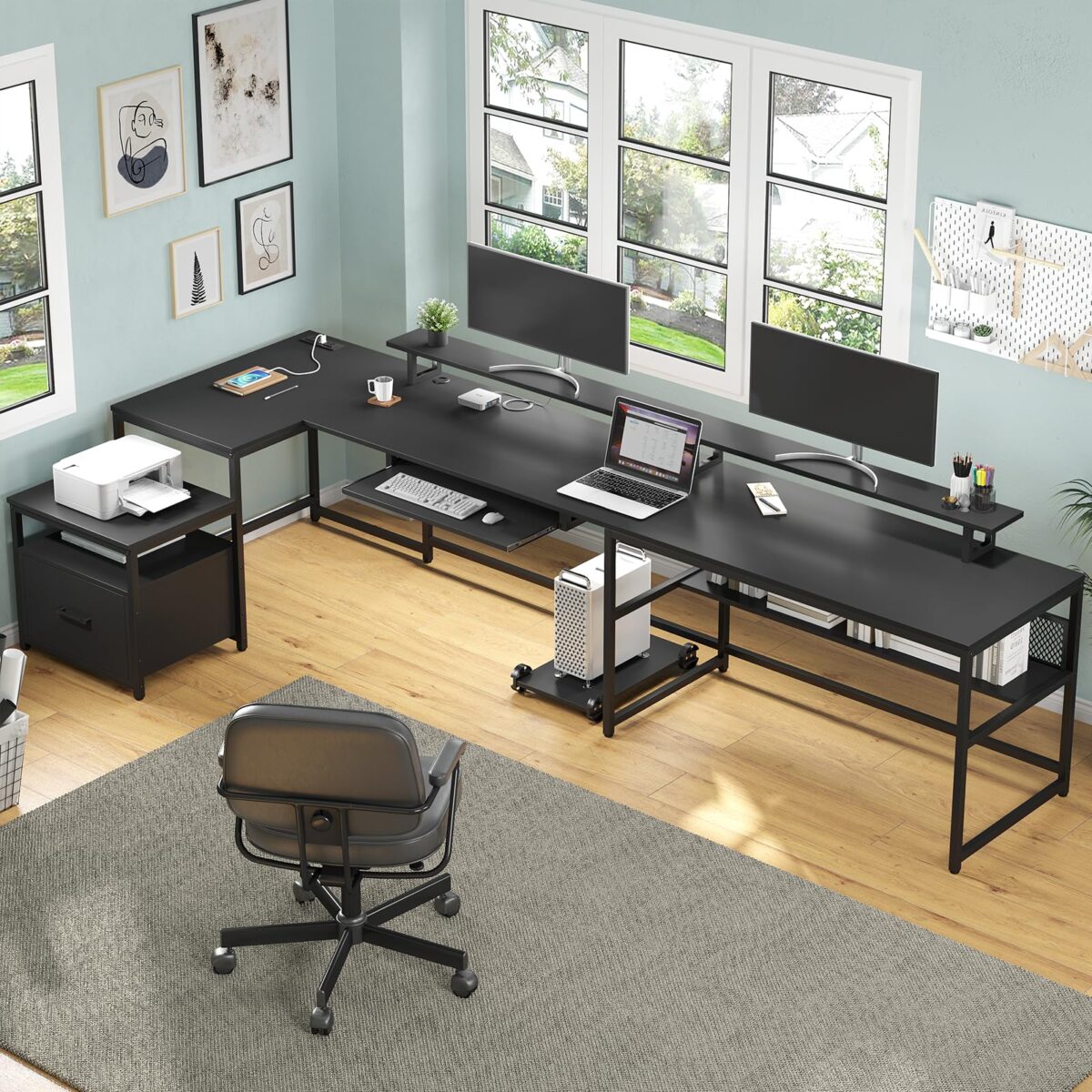 SEDETA 69" L Shaped Gaming Desk, Convertible L Office Desk to Long ...
