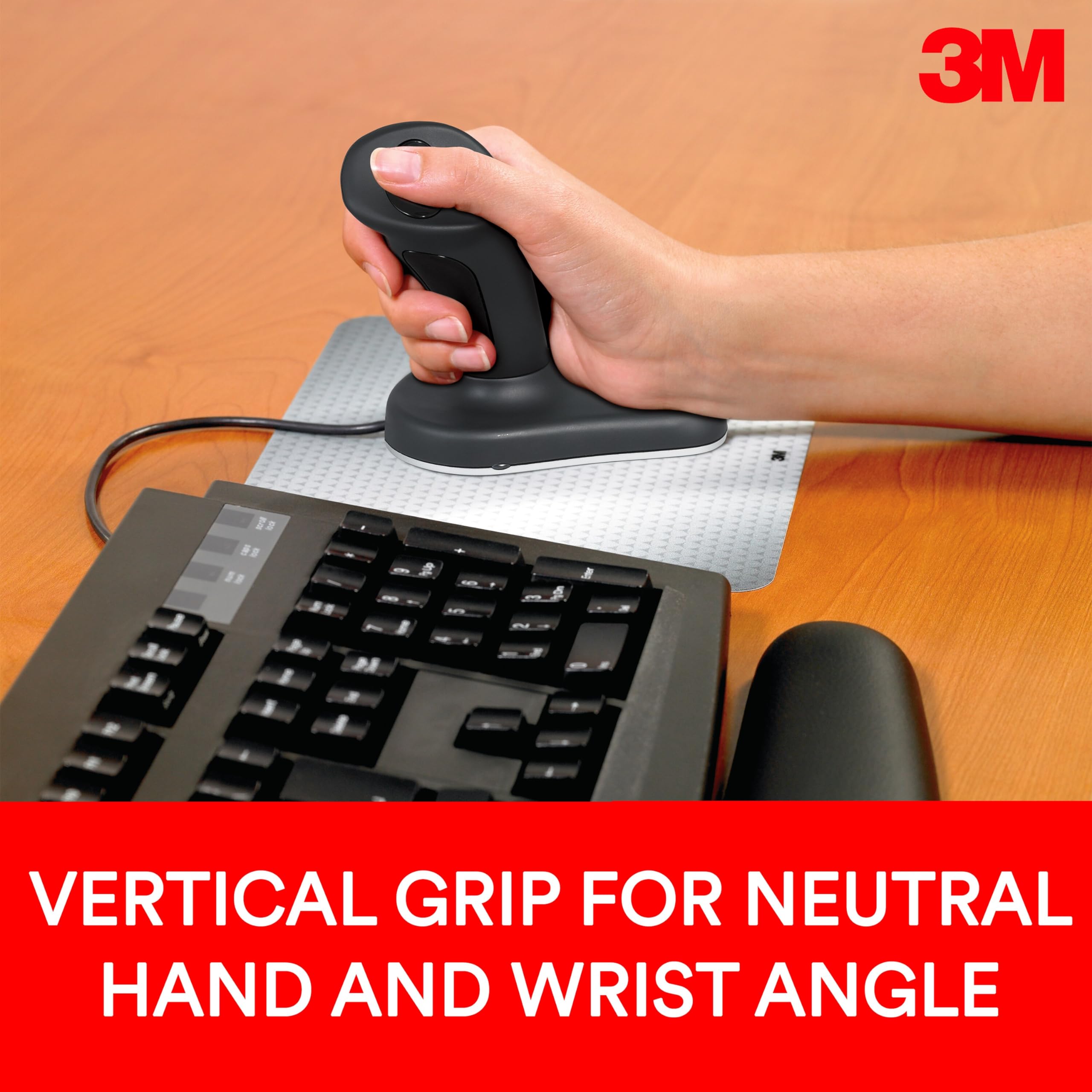3M Wired Ergonomic Optical Mouse, Patented Vertical Grip Design Keeps ...