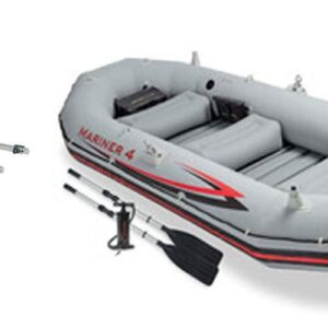 Intex Mariner 4 Inflatable Raft River/Lake Dinghy Boat Set & Motor ...