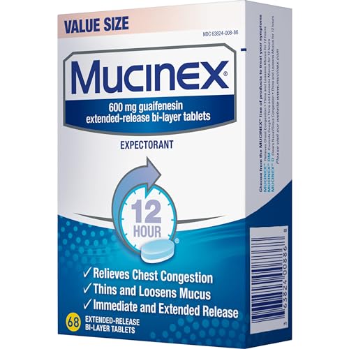Chest Congestion, Mucinex 12 Hour Extended Release Tablets, 68ct, 600 ...