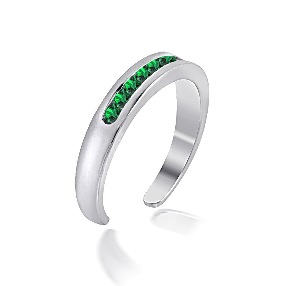 Hoops & Loops Sterling Silver Channel-Set Green Toe Ring — 🛍️ The Retail Market
