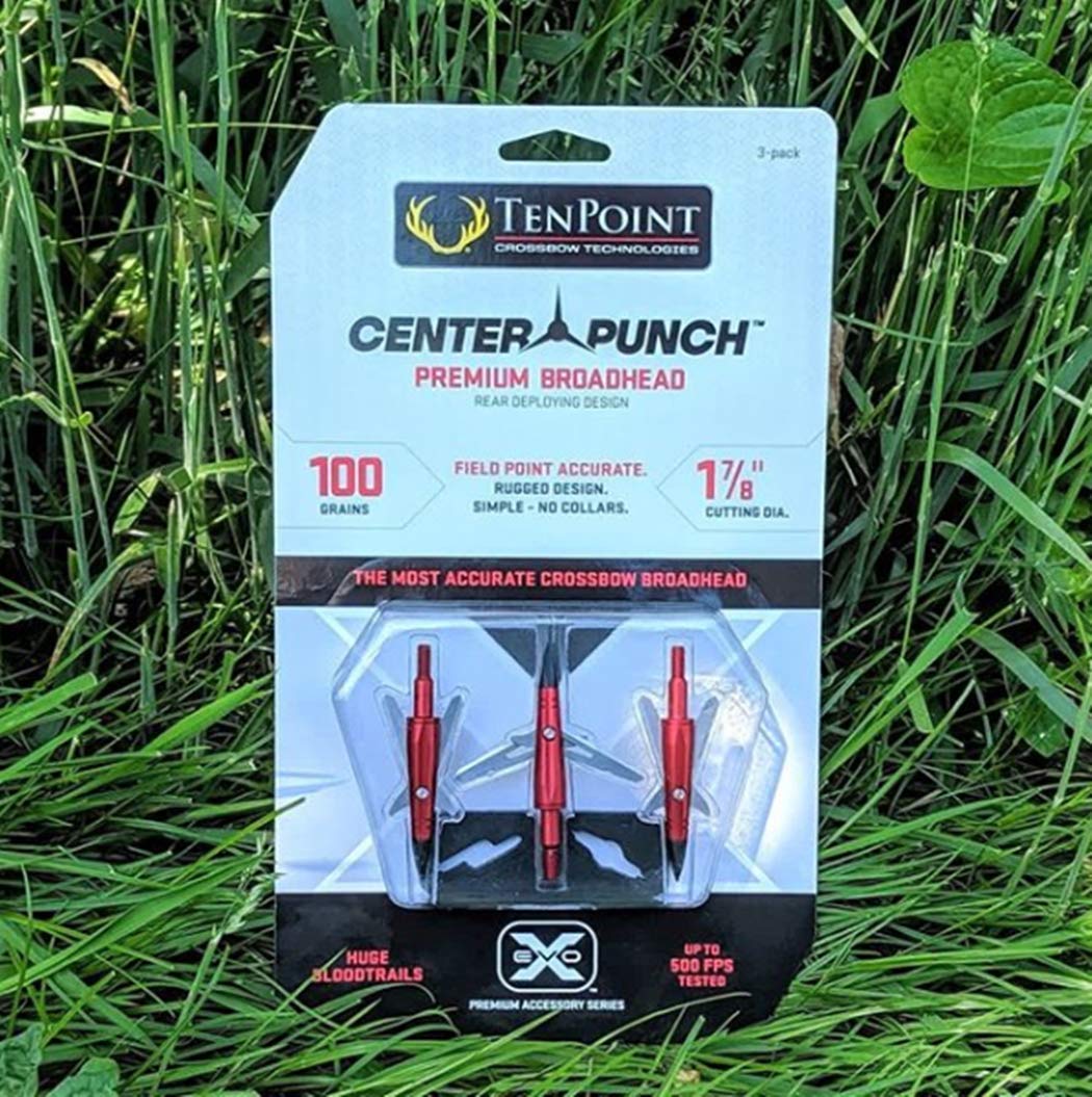 TenPoint EVO-X CenterPunch Broadhead, Red - Pack of 3 - 100-Grain, Rear ...