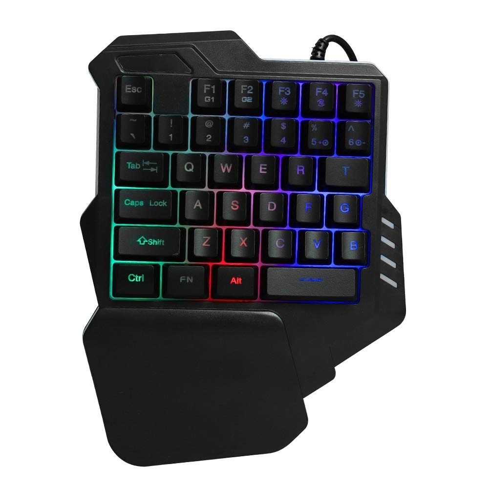 Wendry One-Handed RGB Gaming Keyboard, Professional Ergonomic Rainbow ...
