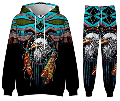 SIAOMA Native Americans Hooded Hoodie Sweatpant Suit Tracksuit Outfits ...