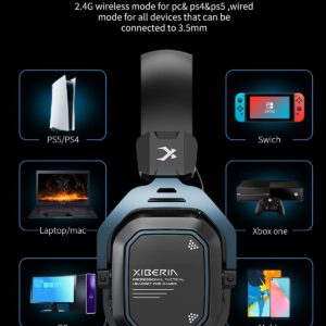 XIBERIA S11 Wireless Gaming Headset 5.8GHz Surround Sound for PC,PS5 ...