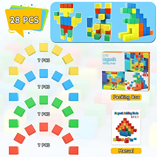 UREC Magnetic Blocks, 1.43 inch Large Magnetic Building Blocks for Kids ...