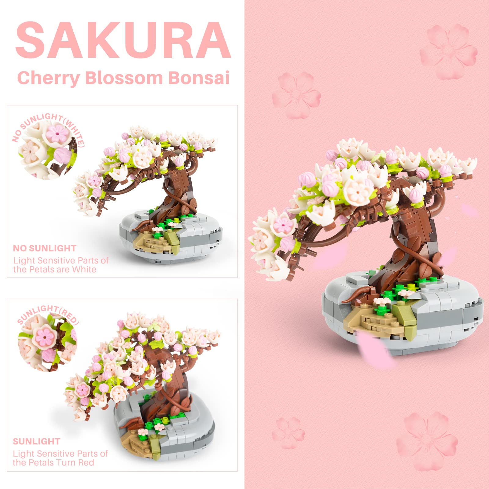 AXSDXA Mini Bricks Sakura Tree Model, Building Blocks Toy Cherry ...