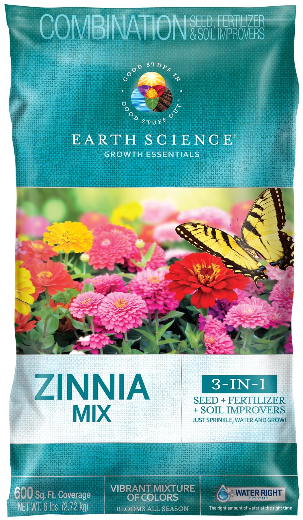 Earth Science Zinnia Mix from Earth Science (6 lb), 3-in-1 Mix with ...