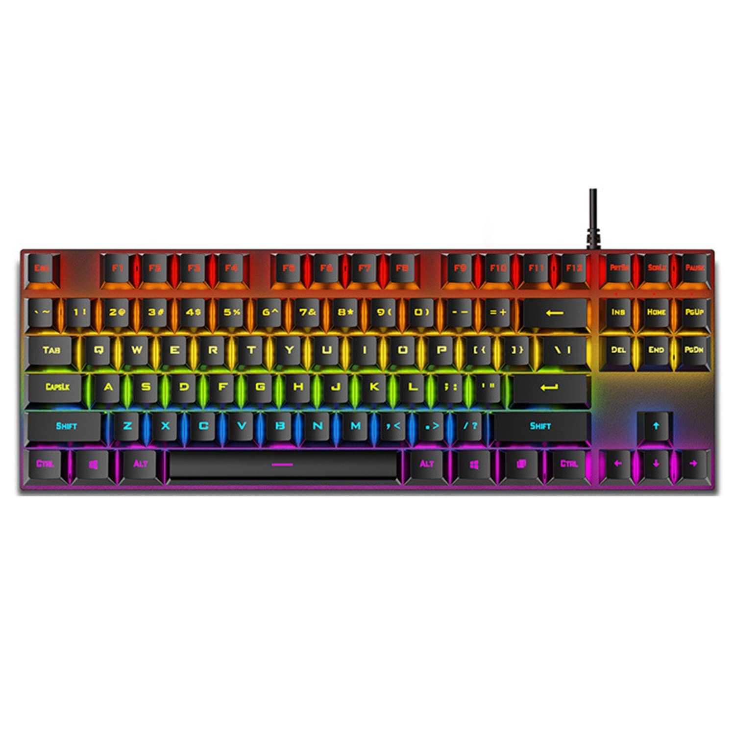 EXHNLE 87 Keys Gaming Keyboard, Mechanical Keyboard RGB Backlit Compact Keyboard USB Wired ...