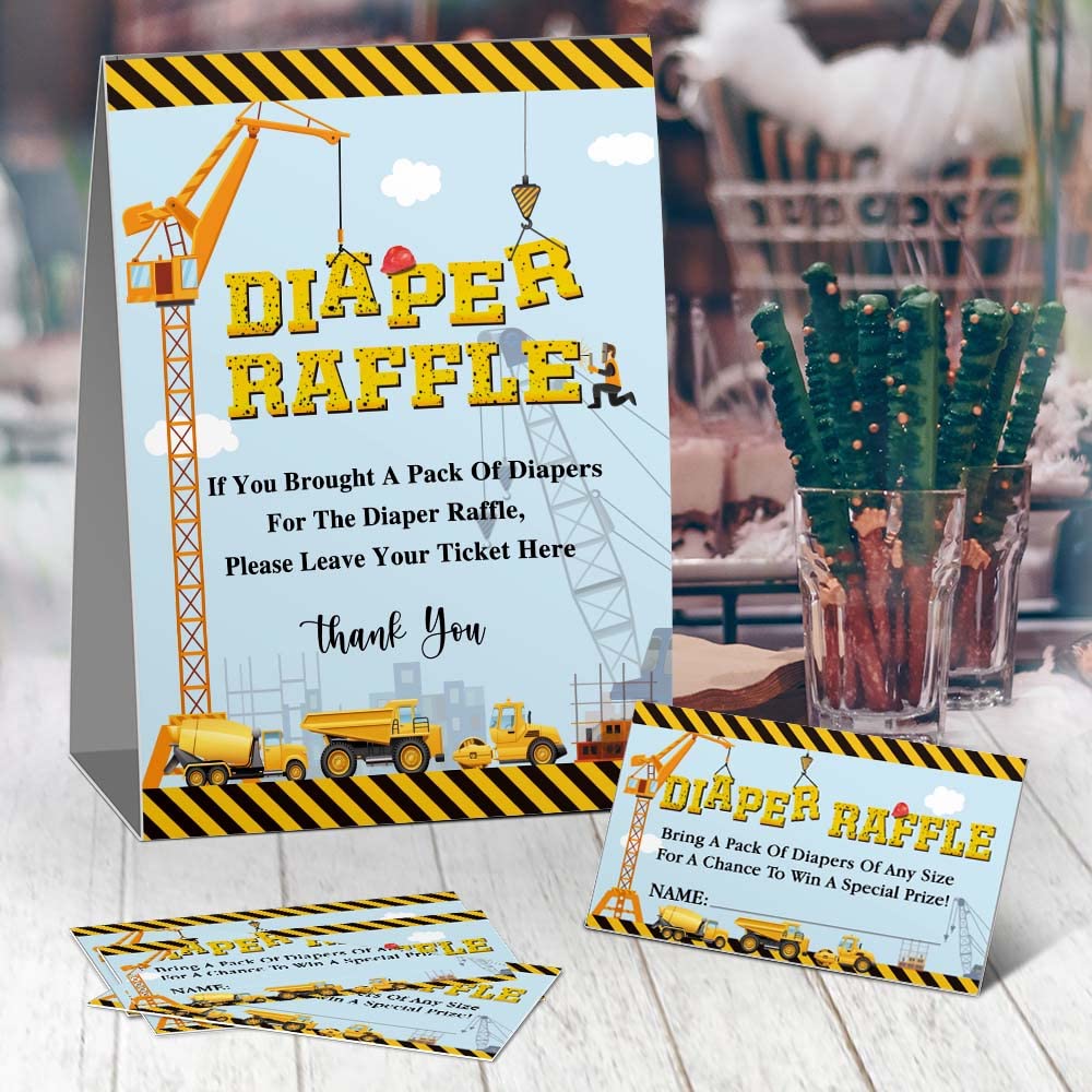 Diaper Raffle Sign, Diaper Raffle Baby Shower Game Kit (1 Standing Sign ...