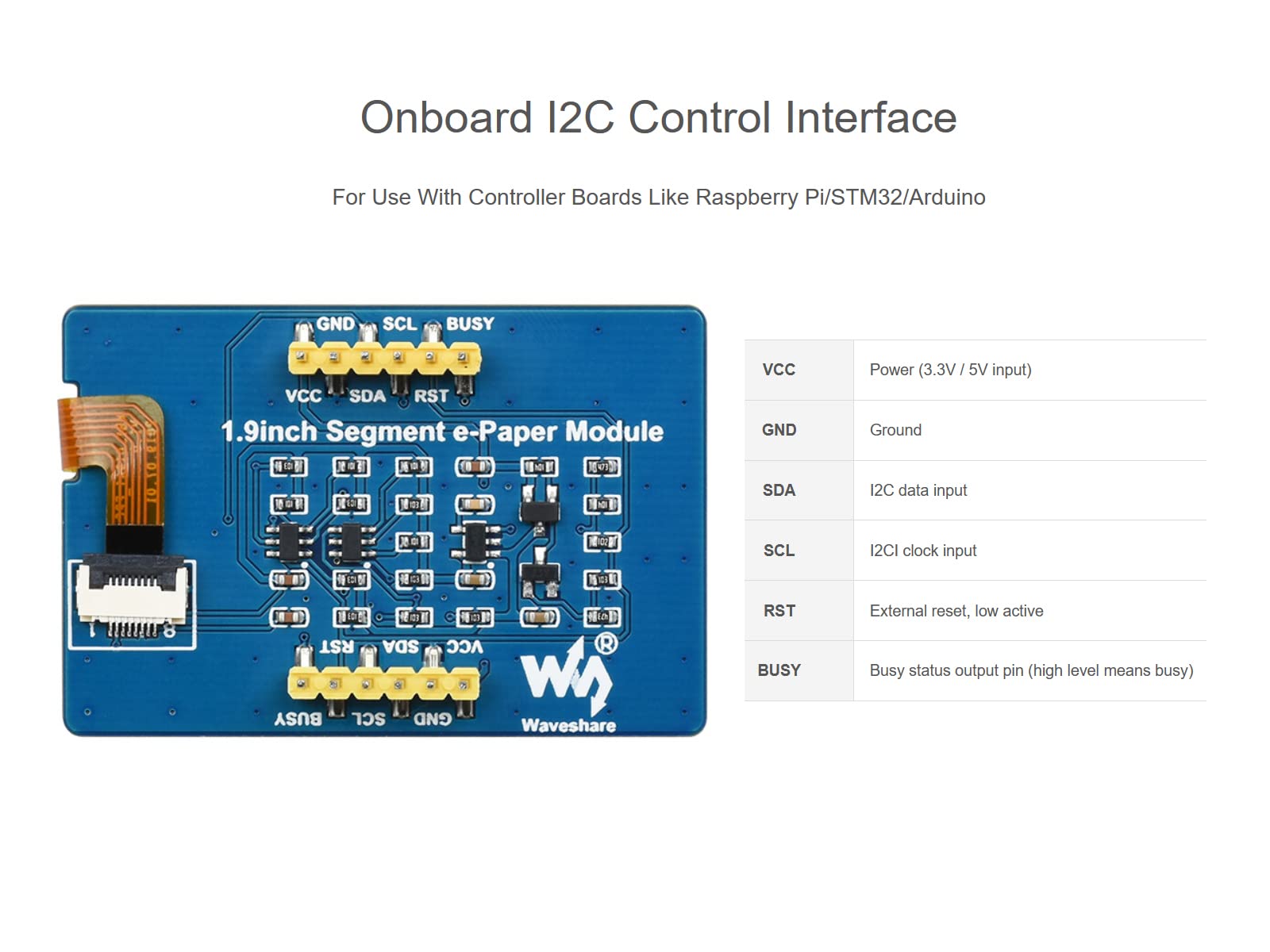 waveshare 1.9inch E-Paper Module 91 Segments E-Ink Display for Raspberry Pi/Arduino/STM32, Black ...