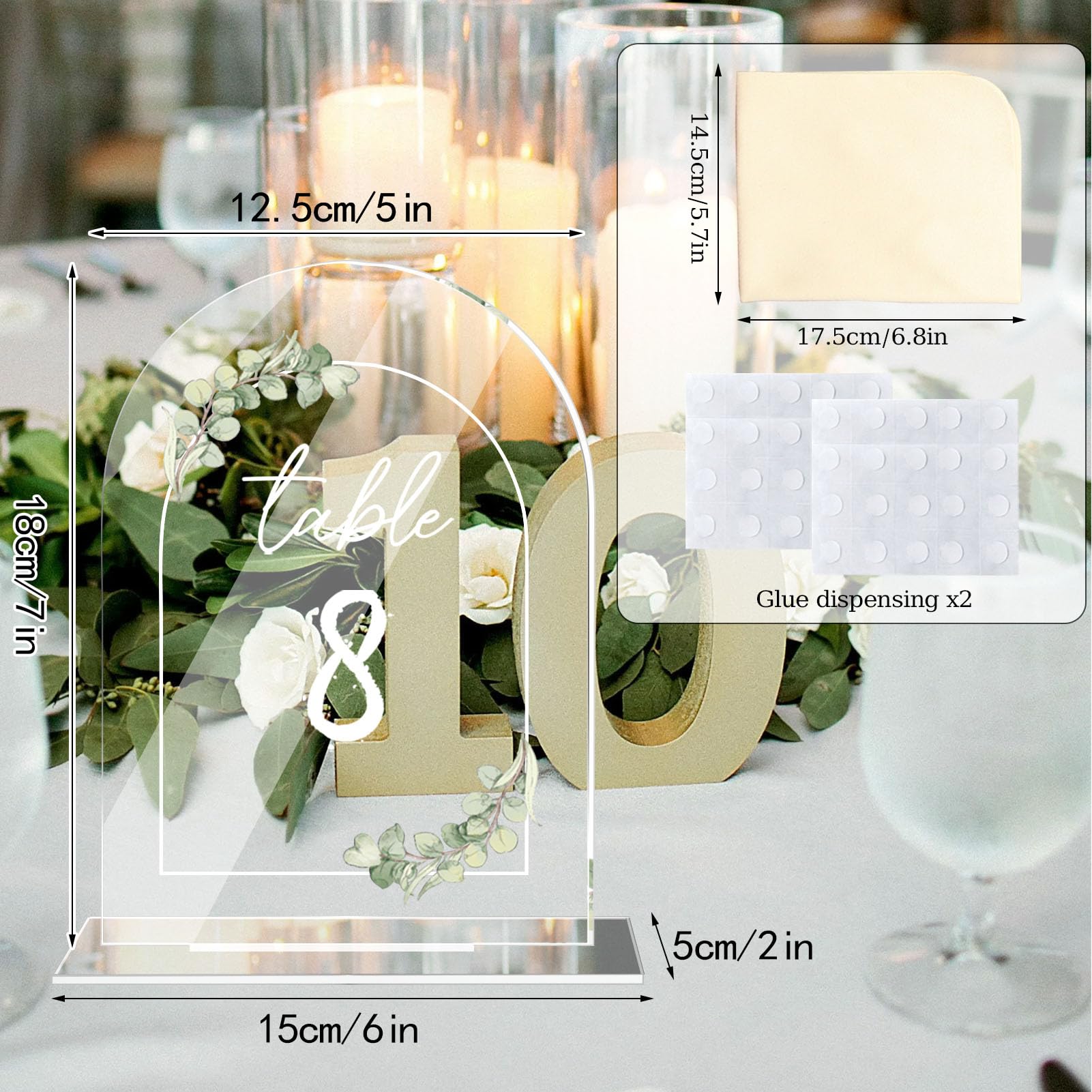 ZCPTZ Acrylic Wedding Table Number 1-20 with Stand,5" x 7" Clear Arch ...