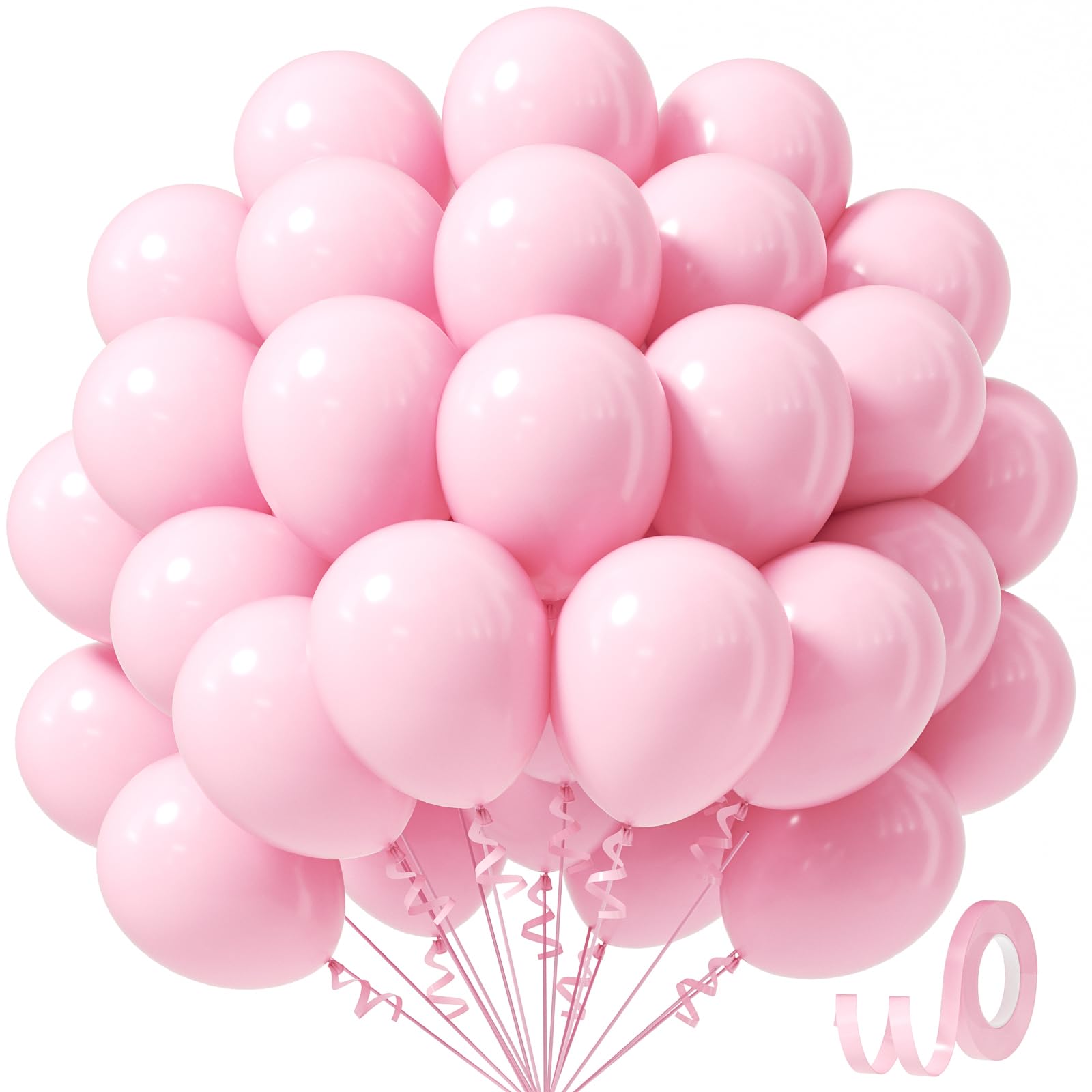 Awenztech Light Pink Balloons 12 inch, Pastel Pink Latex Balloons 50pcs ...