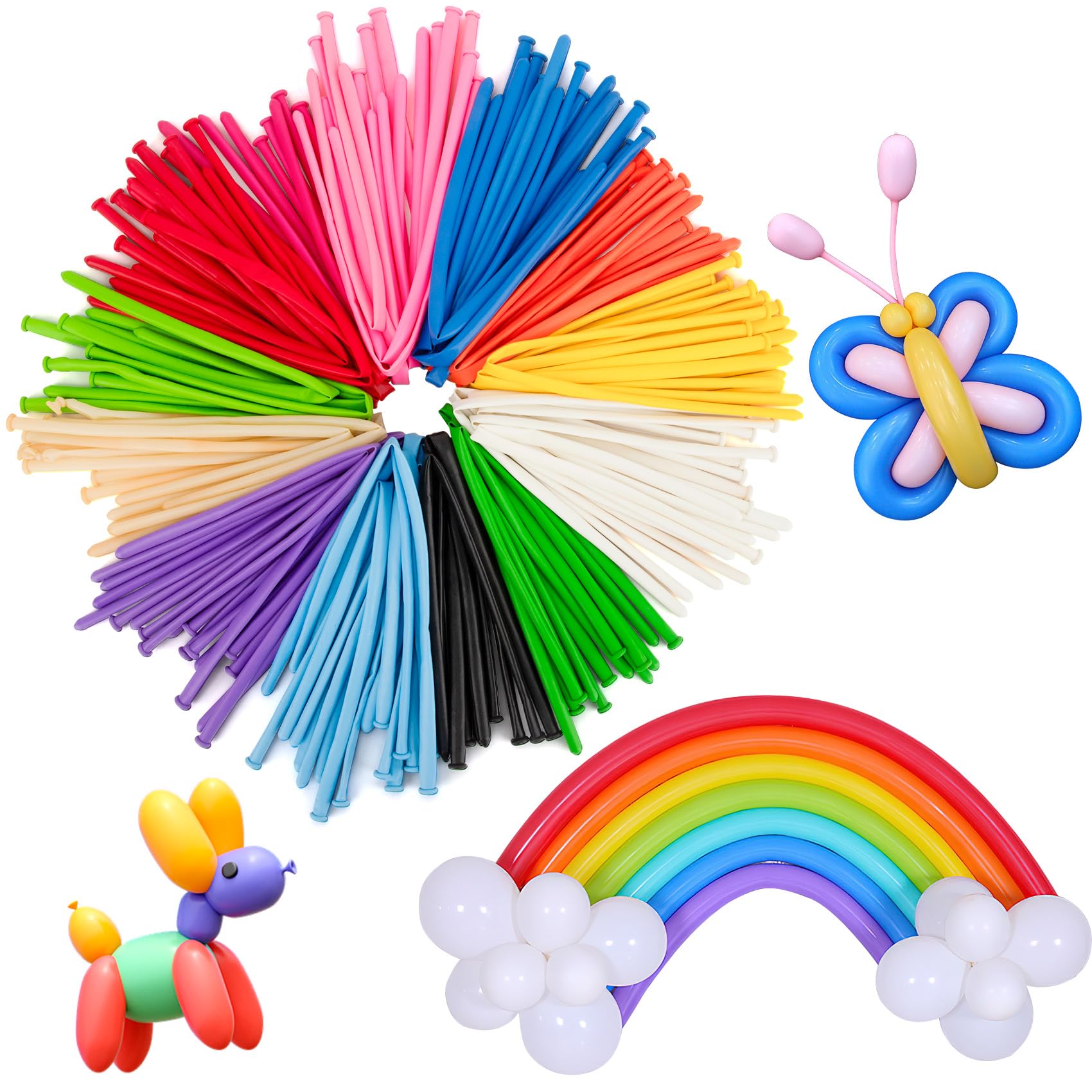 260 Balloons, Long Balloons for Tying Balloon Arch, 100Pcs Balloon ...