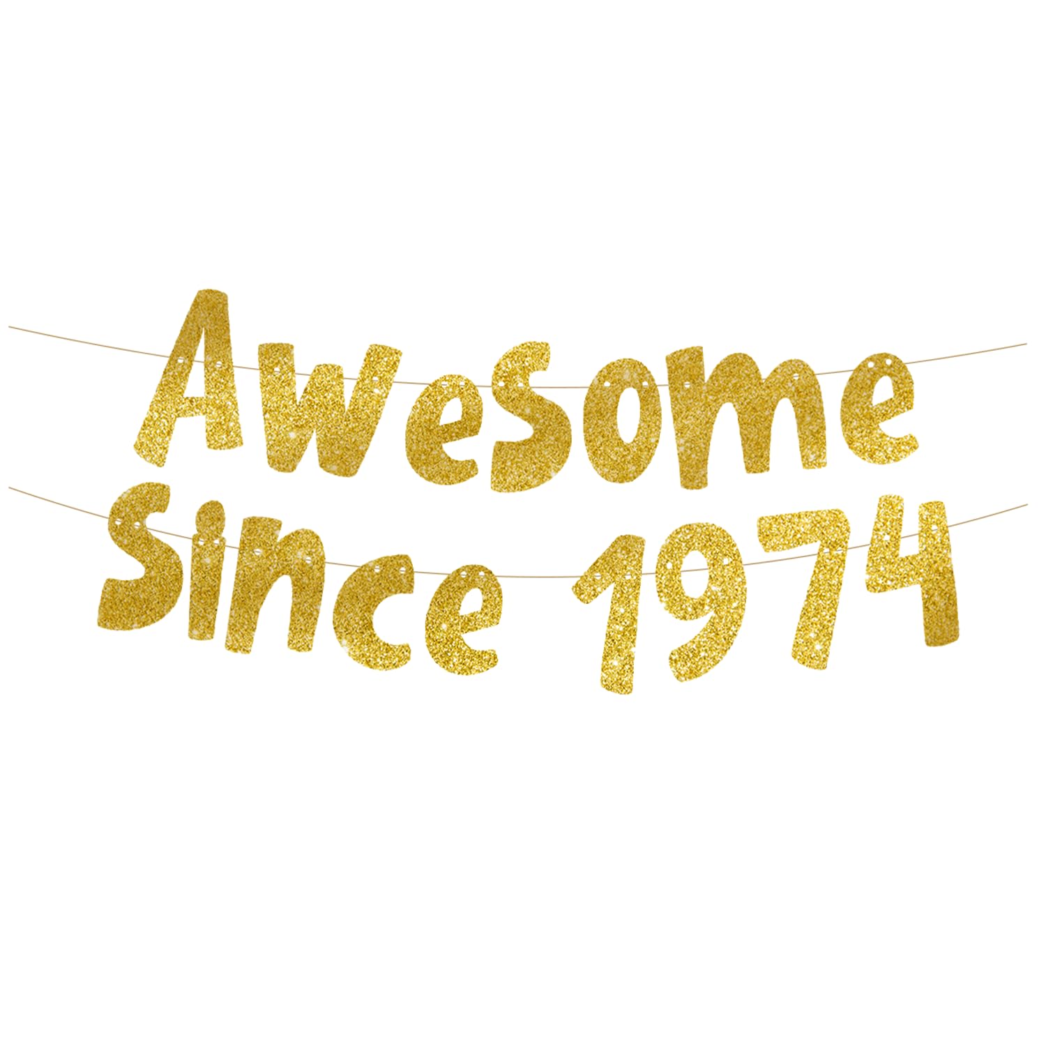 Awesome Since 1974 Gold Glitter Banner, 50th Birthday Decorations Men ...