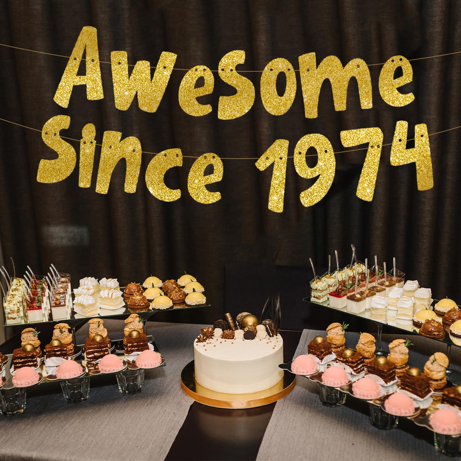 Awesome Since 1974 Gold Glitter Banner, 50th Birthday Decorations Men ...