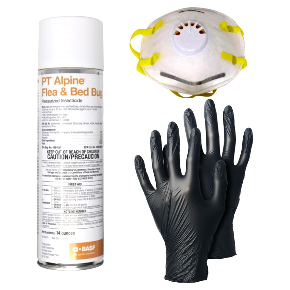 DIY Pest Control PPE Kit and PT Alpine Flea and Bed Bug Spray, 14oz ...