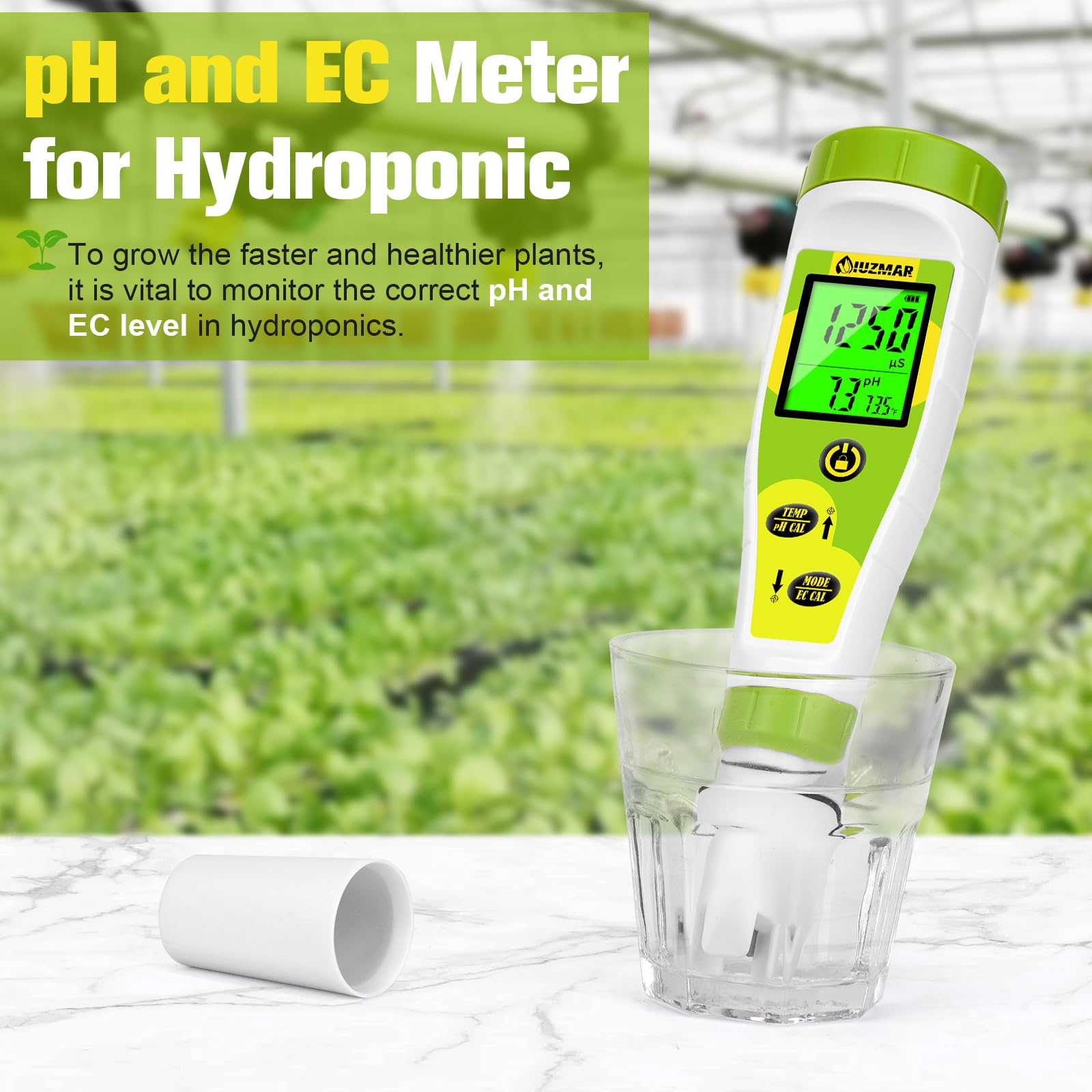 UIUZMAR pH EC Meter for Water Hydroponics PPM and pH Meter for ...