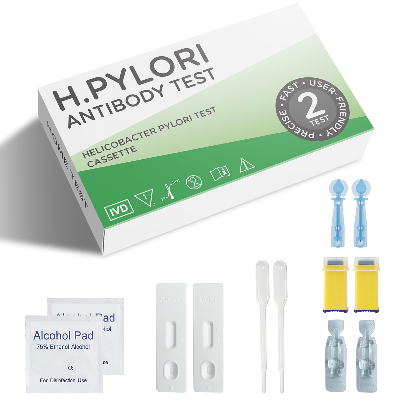 Helicobacter Pylori Test Kit at Home (2 Tests) - H Pylori Test Kit, H ...