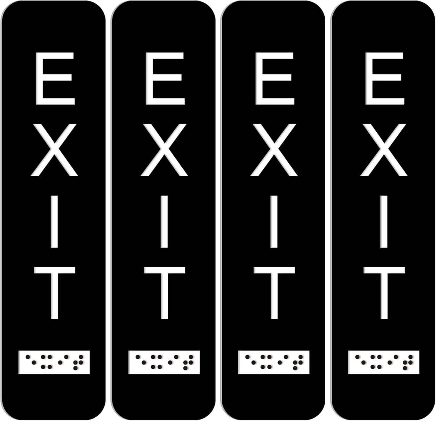 4-Pack Vertical Exit Signs with Braille – ADA-Compliant Exit Signs for ...