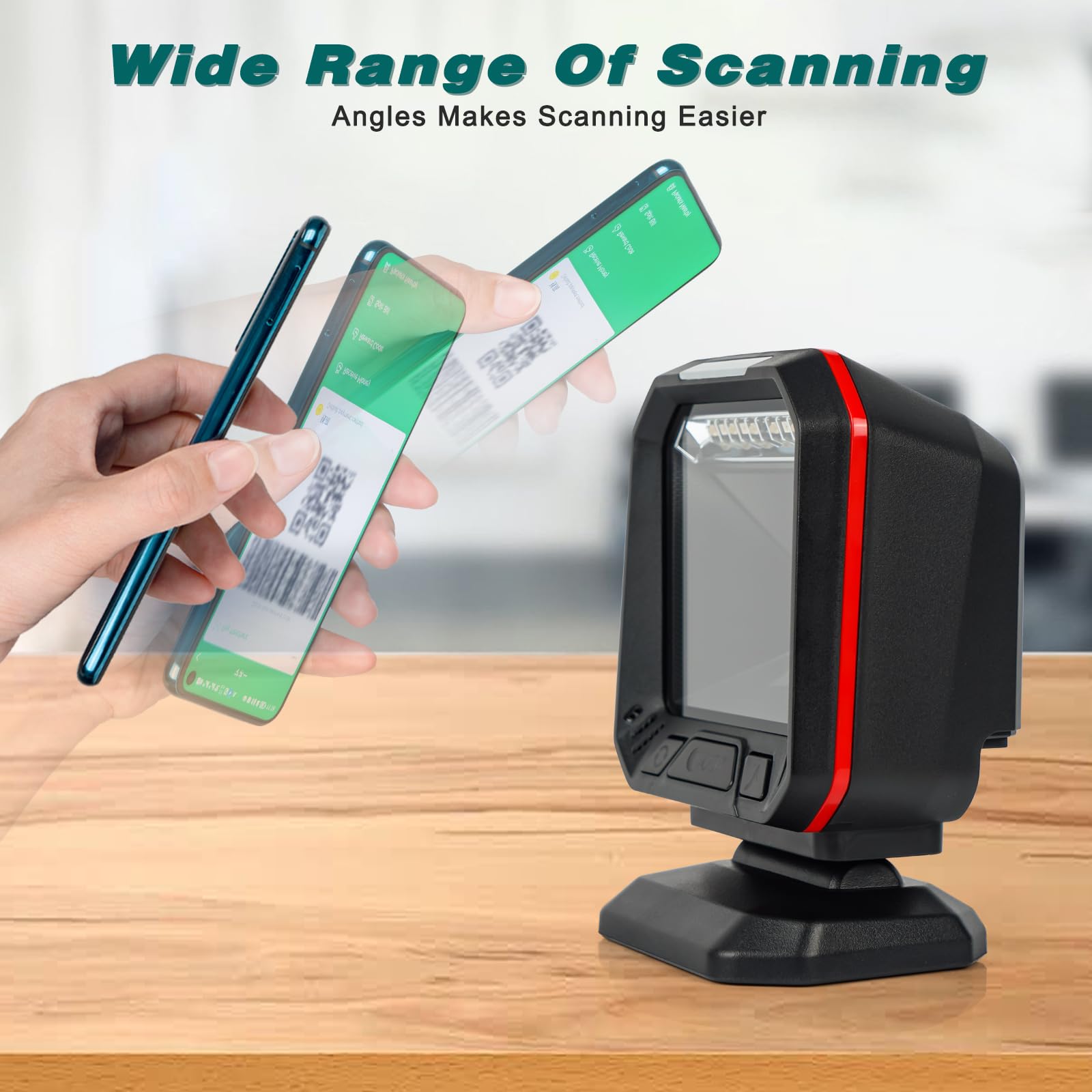 OBZ 1D 2D Desktop Barcode Scanner, Omnidirectional USB Hands-Free ...