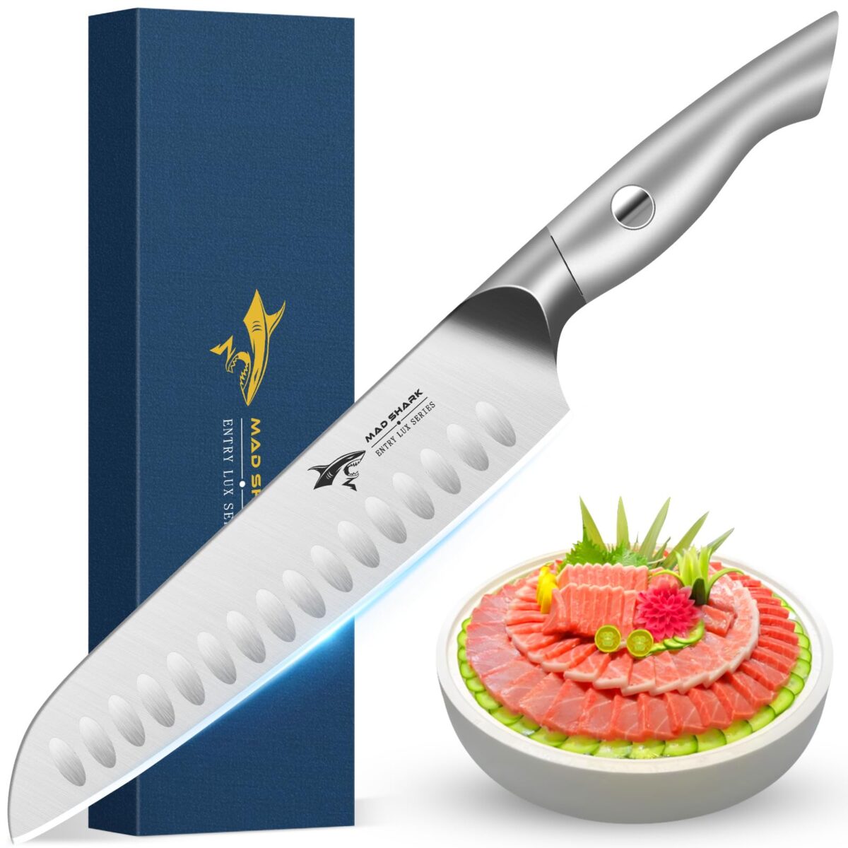 MAD SHARK Ultra Sharp Chef Knife, Professional 8 Inch Damascus Santoku ...