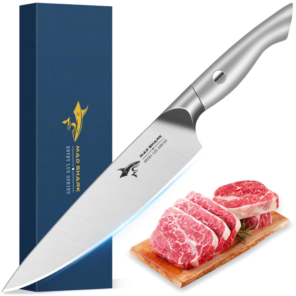 MAD SHARK Ultra Sharp Chef Knife, Professional 8 Inch Damascus Santoku ...