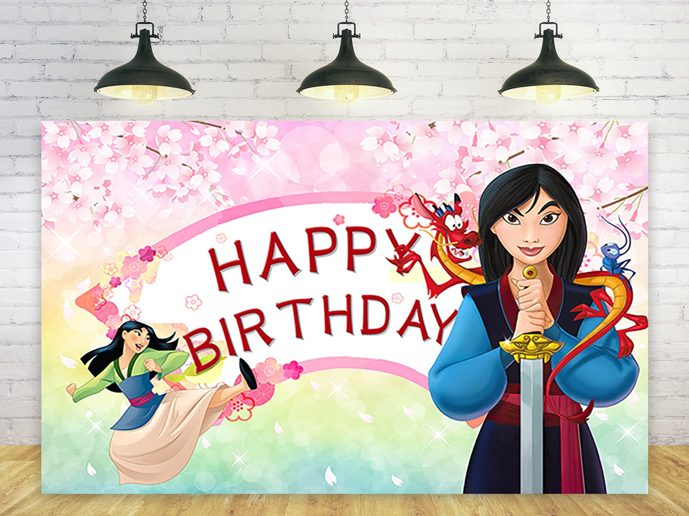 Pink Backdrop for Princess Birthday Party Decorations Mulan Background ...