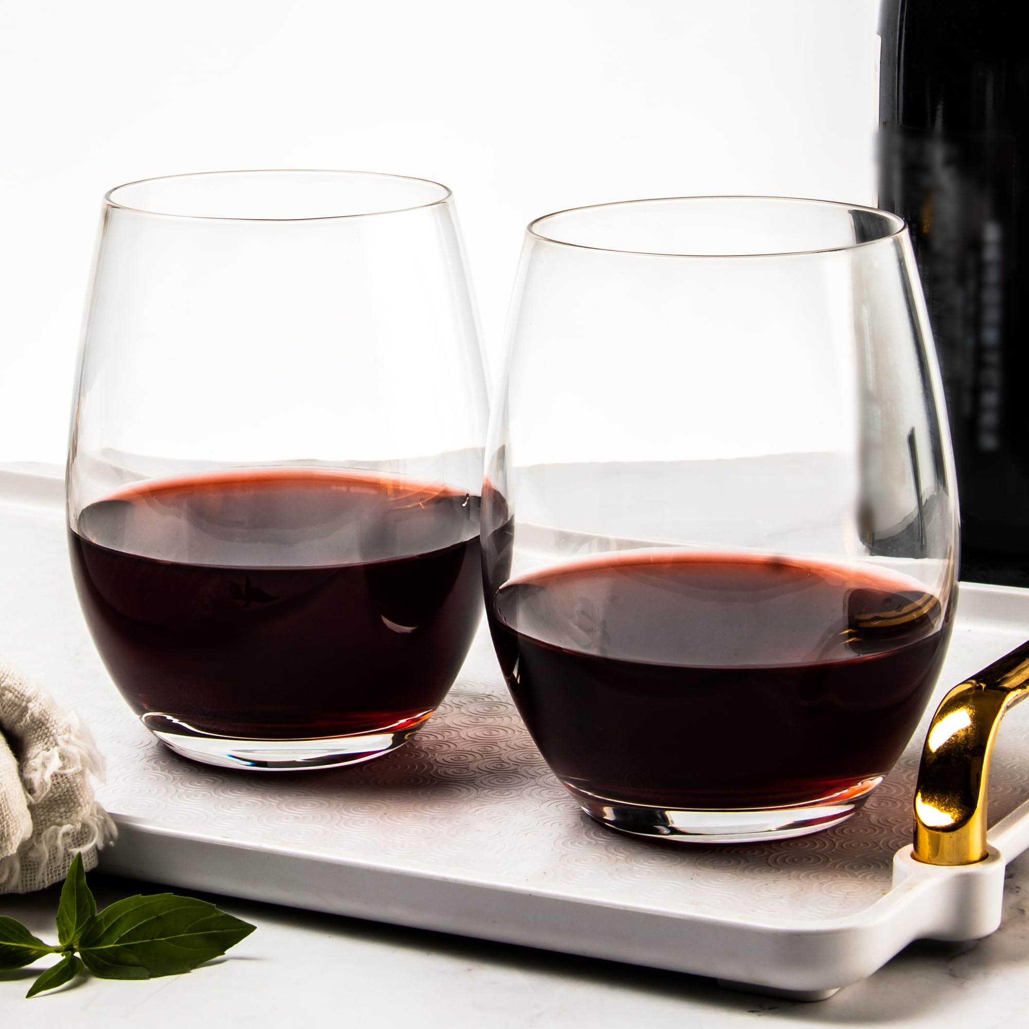 Stemless Wine Glasses, 15 oz Stemless Glasses Set of 12 for Red or ...