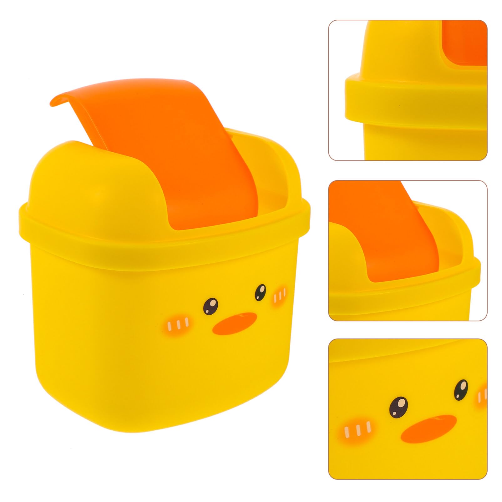 DEARMAMY Small Trash Bin Mini Trash Can with Lid Desktop Ducks Shaped ...