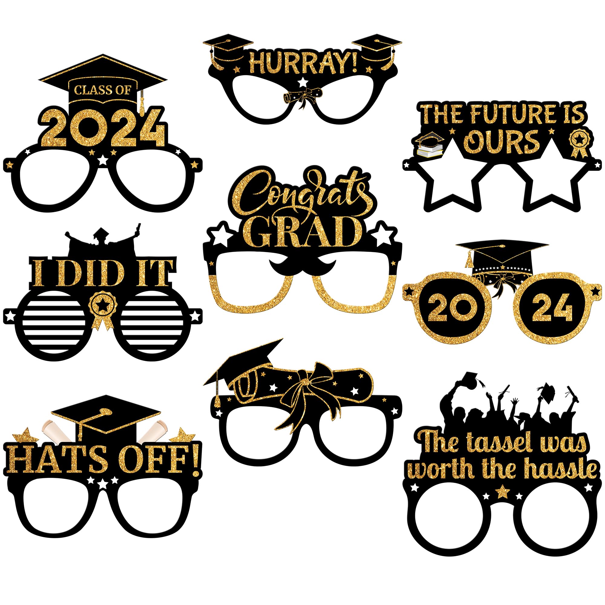 KatchOn, Graduation Photo Booth Props 2024 - Pack of 9 | Black and Gold ...