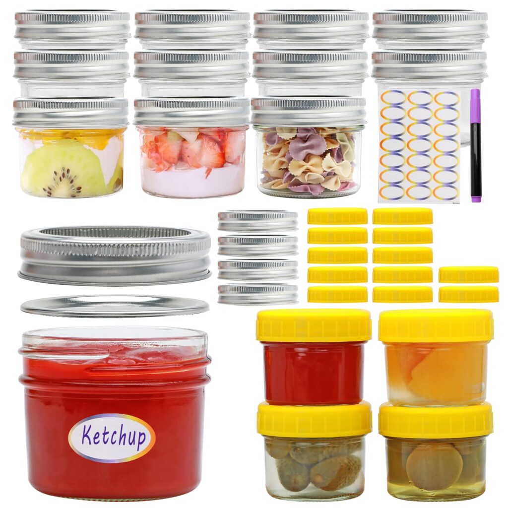 Datttcc Set of 15 Glass Food Storage Jars,8 OZ Glass Jars With Bamboo ...