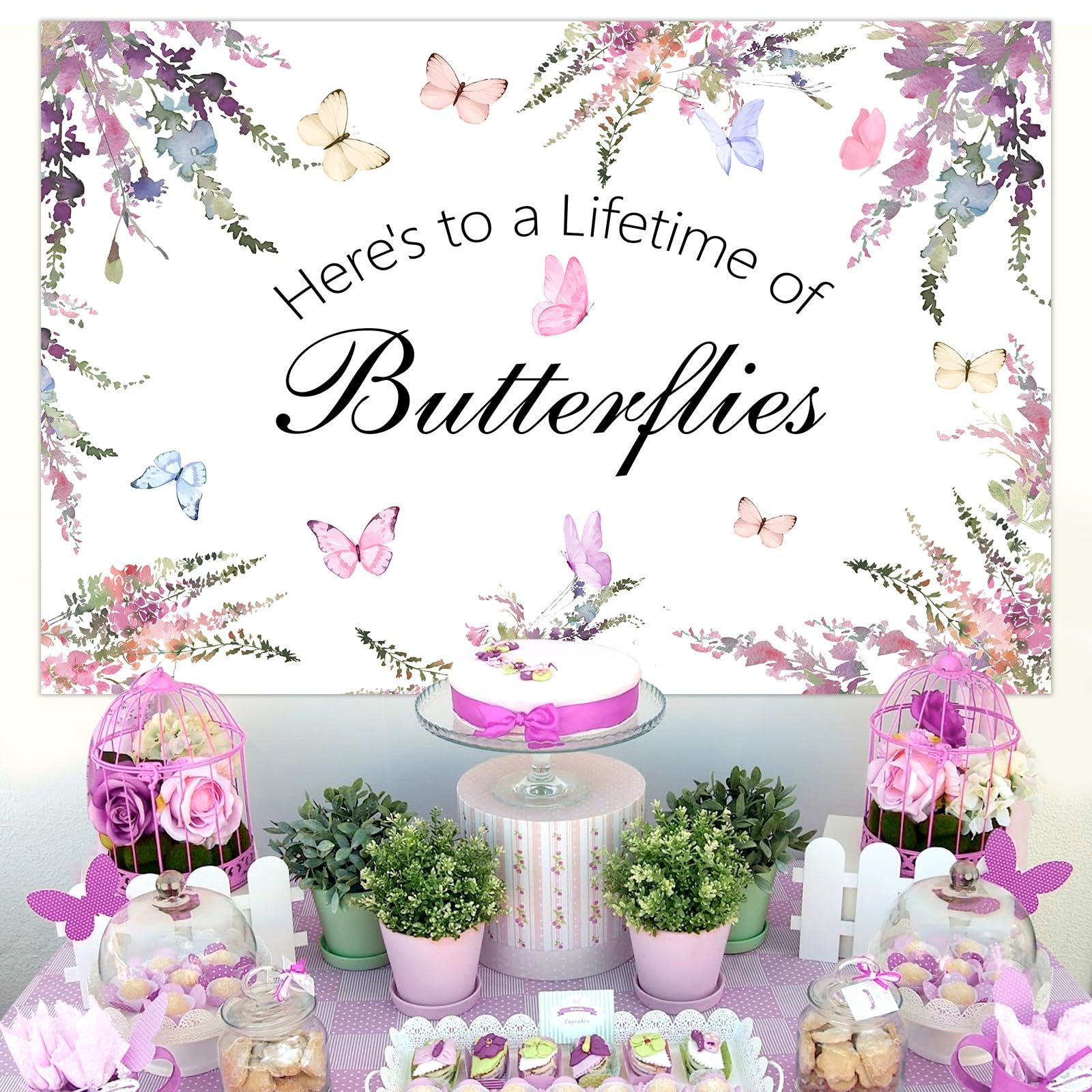 Gold Butterfly Decorations A Lifetime Of Butterflies Balloon Letter Banner  Bridal Shower Decor, image size:1600x1600