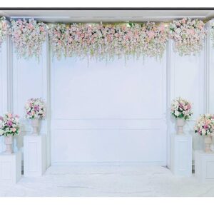 Yeele 10x6.5ft Wedding Backdrop Pink Flower White Wall Photography ...