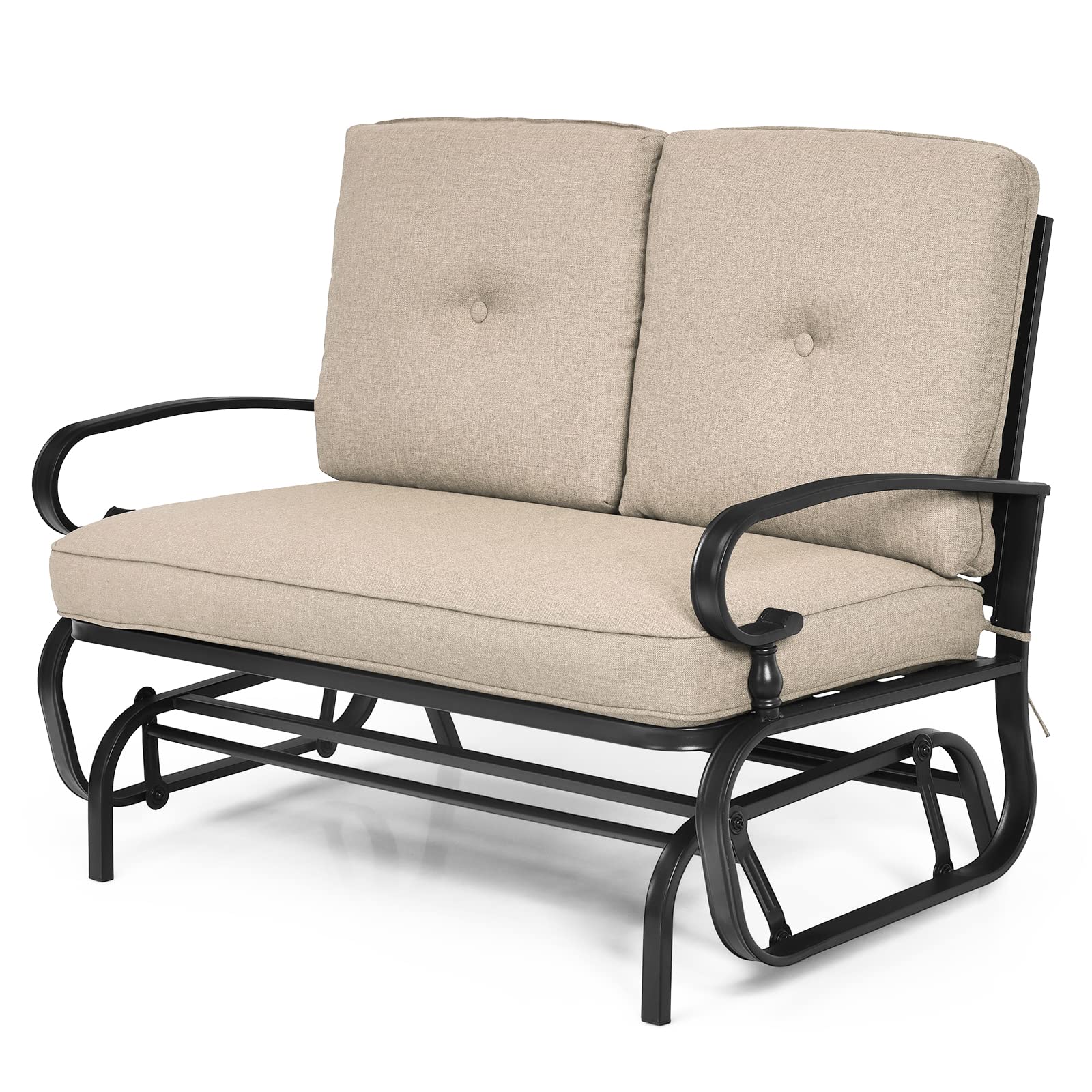 HAPPYGRILL Outdoor Swing Glider Bench Patio Loveseat Glider with ...