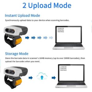 Symcode Bluetooth 2D Ring Long Range Scanning Barcode Scanner,4.9Ft- 6 ...
