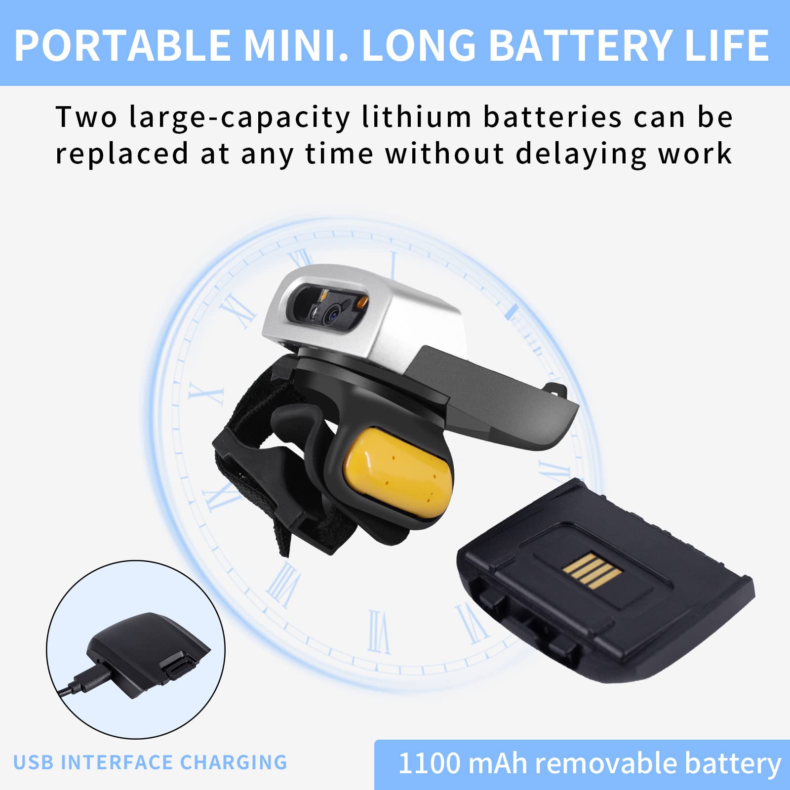 Symcode Bluetooth 2D Ring Long Range Scanning Barcode Scanner,4.9Ft- 6 ...