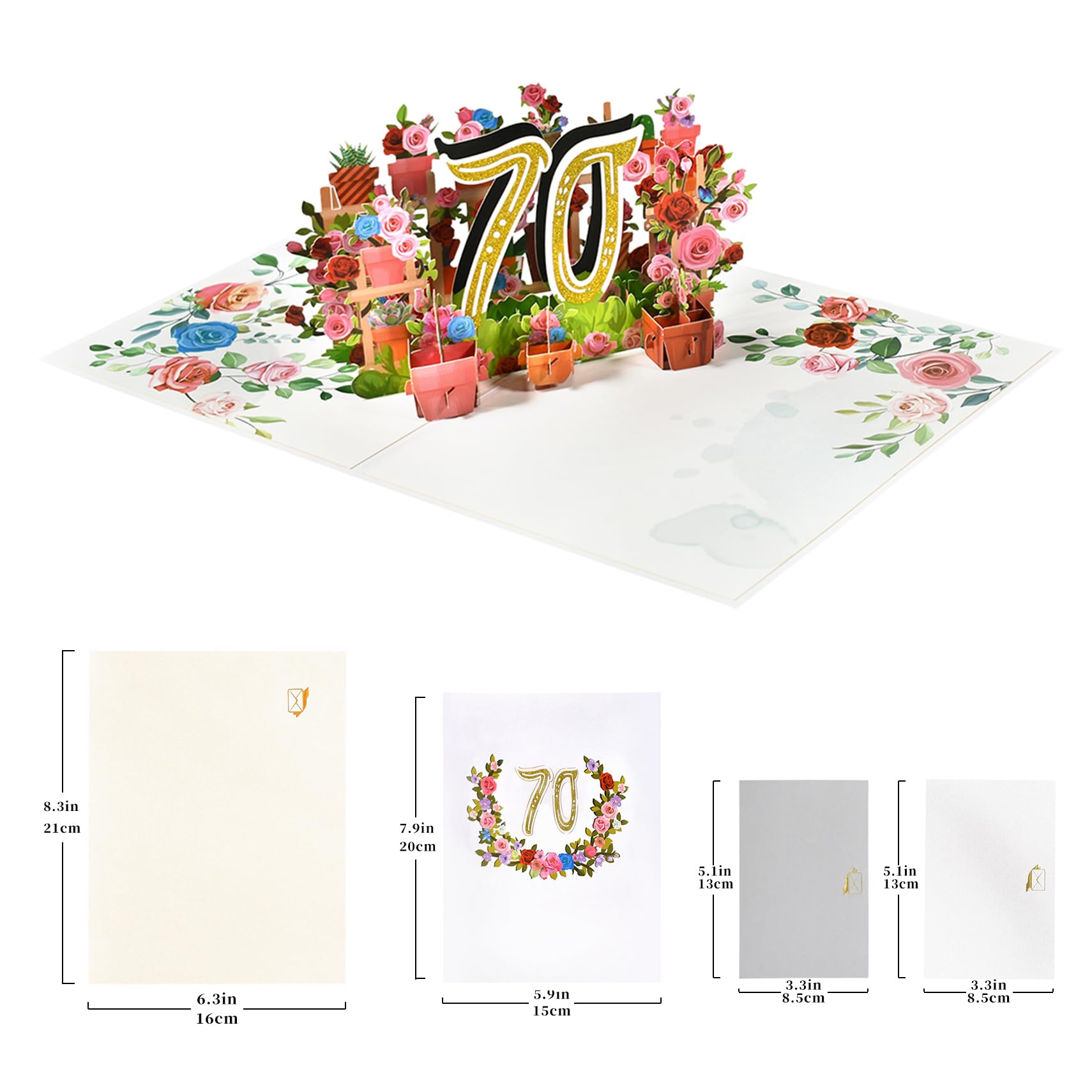 GREETING ART 70th Birthday Card with Pop-Up Design, Laser Cut, Folds ...