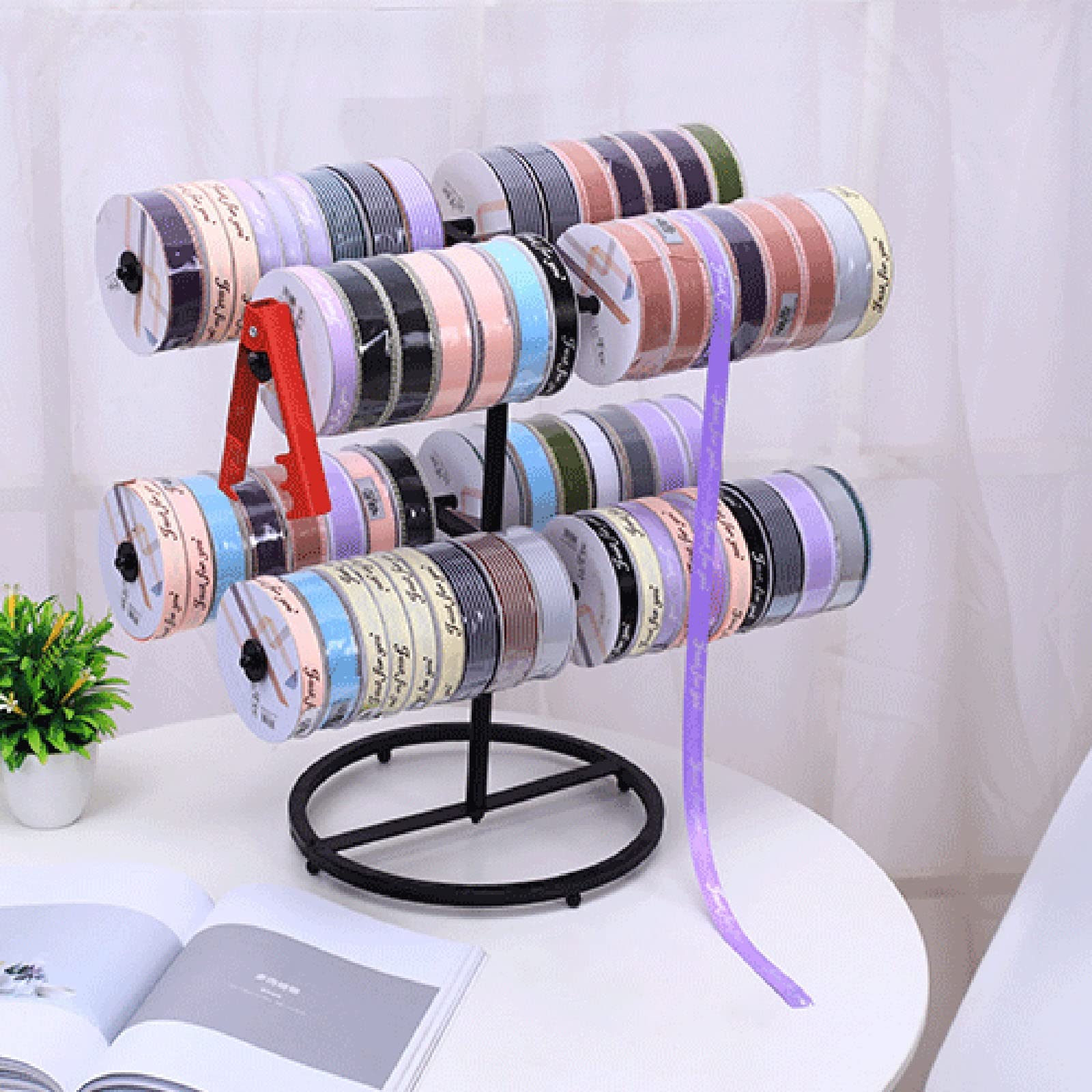 Desktop Ribbon Display Stand Two-Sided Ribbon Roll Storage Rack, 2 ...