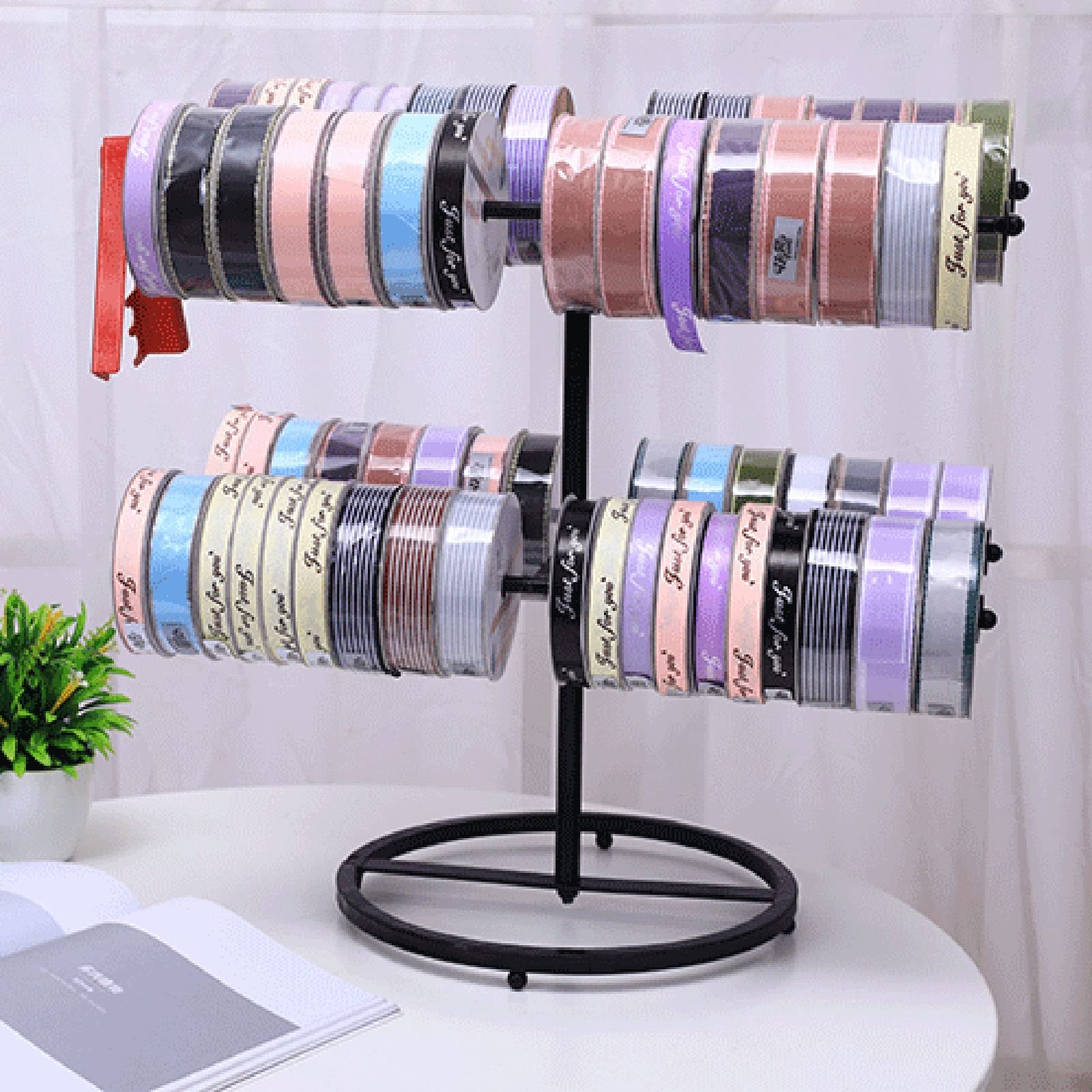 Desktop Ribbon Display Stand Two-Sided Ribbon Roll Storage Rack, 2 ...