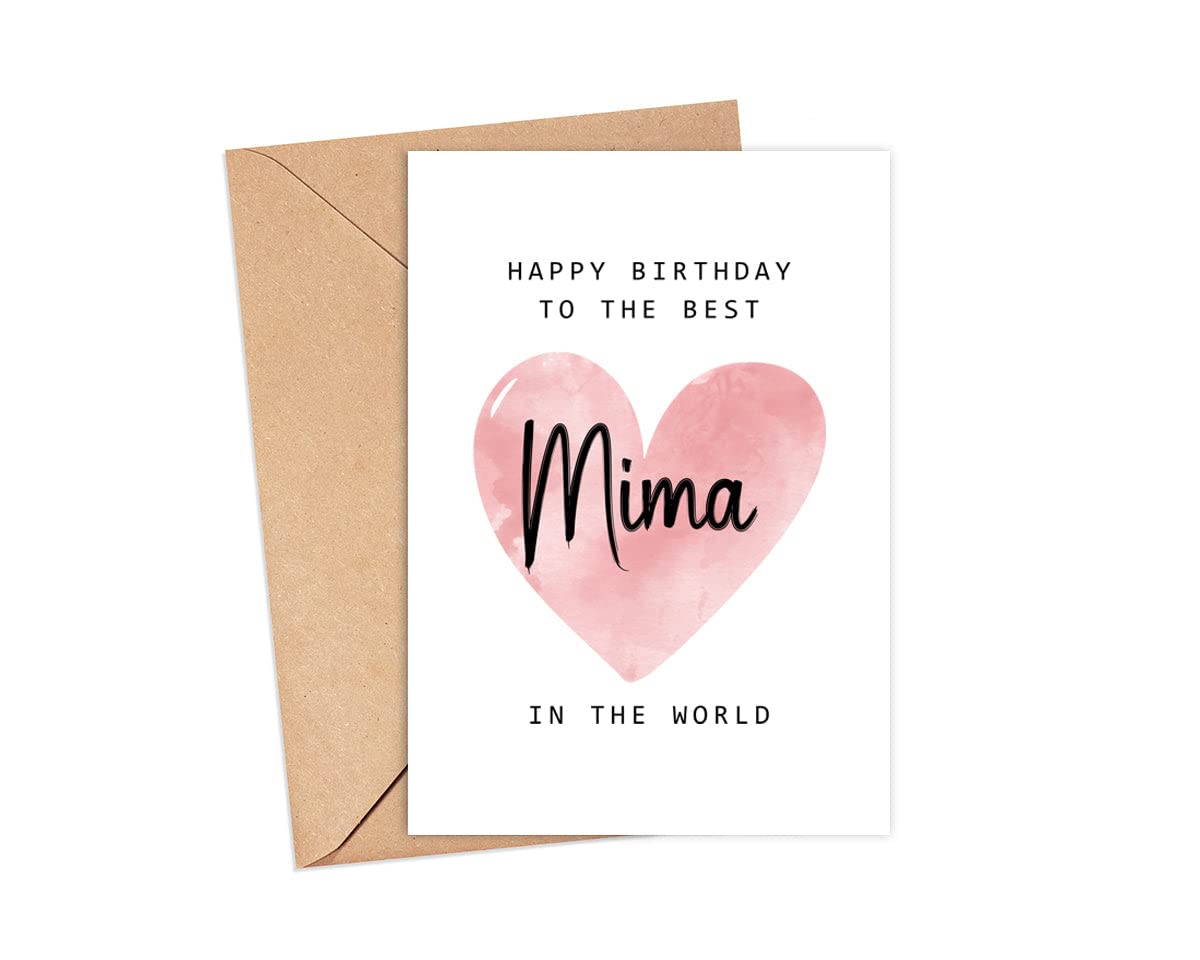 Happy Birthday To The Best Mima In The World Card - Mima Birthday Card ...