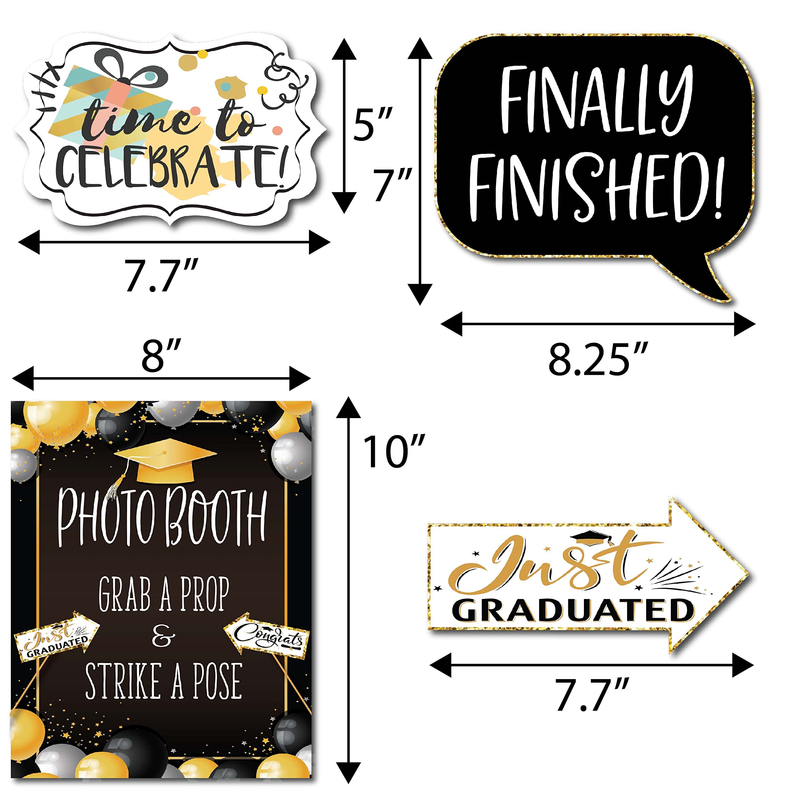 Graduation Photo Booth Props - 41-pc Photobooth Kit with 8 x 10-Inch ...
