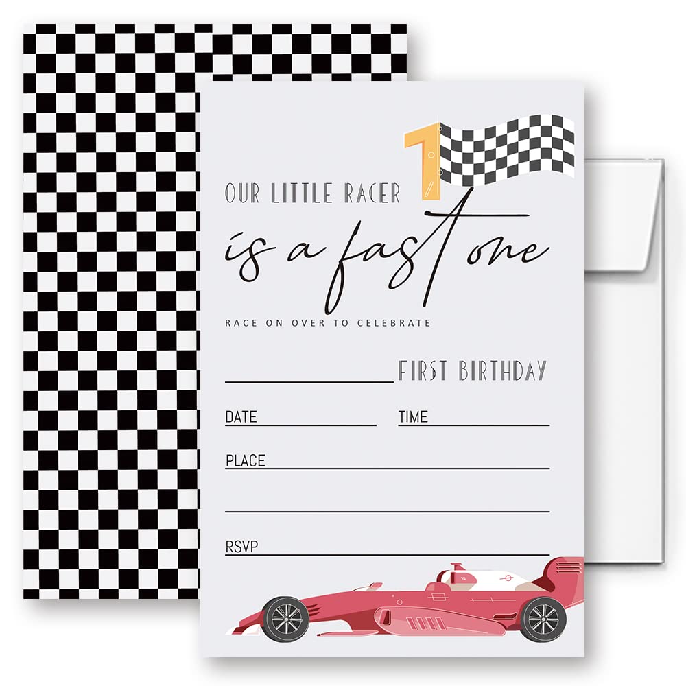 LoaHak Fast One Birthday Invitation, Race Car Birthday Invitation ...